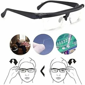 Adjustable Focus Glasses for Near and Far Vision with Dial-Control Pre
