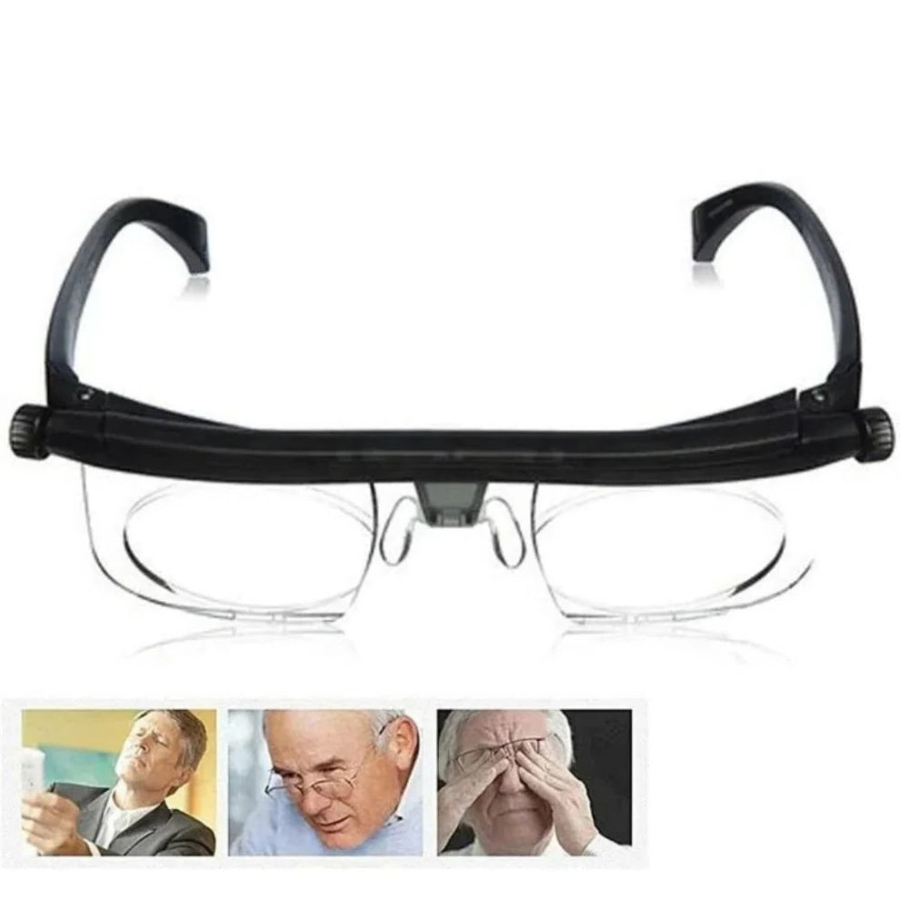 Adjustable Focus Glasses for Near and Far Vision with Dial-Control Pre
